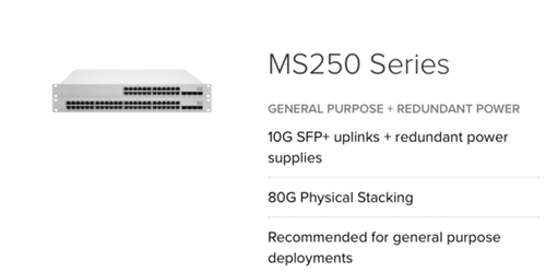Meraki MS250 Switches - Cloud Managed